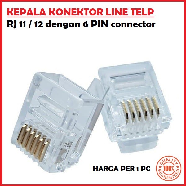 Jual RJ 11 konektor 6 PIN connector kepala kabel line telp | Shopee ...