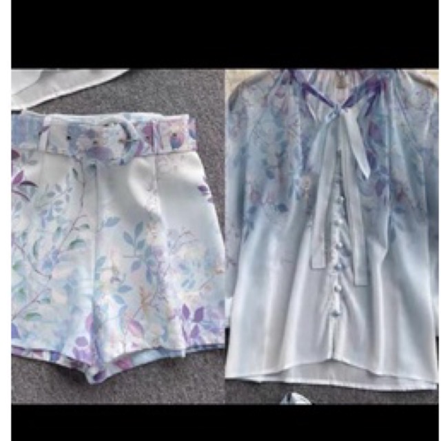 Jual Zimmerman lookalike set (chiffon top and pants with belt) | Shopee ...