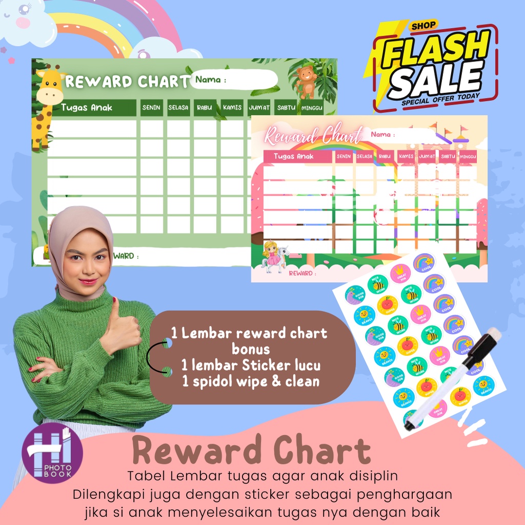 Jual Reward Chart Anak Wipe and Clean ( LEMBAR TUGAS ANAK BONUS STICKER ...