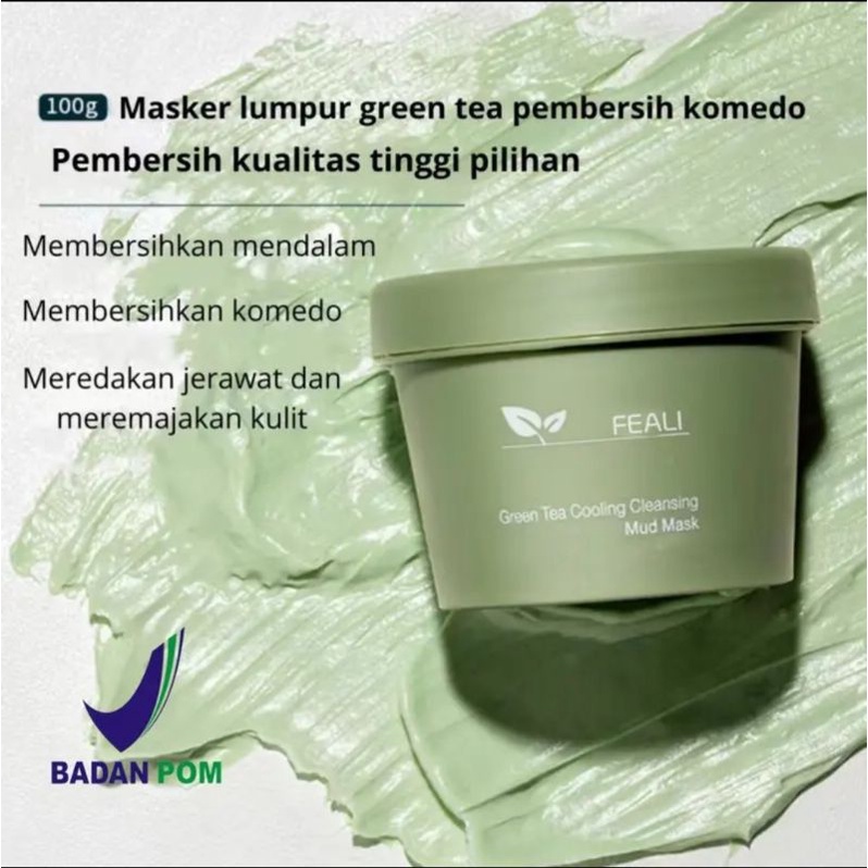 Jual (BPOM) FEALI Green Tea Clay, | masker wajah pore clean mask -100gr ...