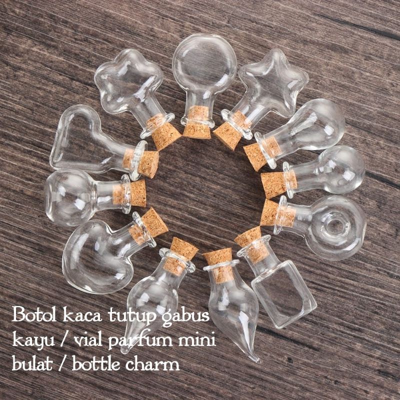 Jual (Satuan) Botol Kaca Tutup Gabus Kayu/ Vial Parfum Mini Bulat ...