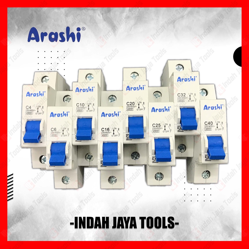 Jual ARASHI MCB 1 Phase 4 6 10 16 20 25 32 40 Ampere MCBA 1P SNI ...
