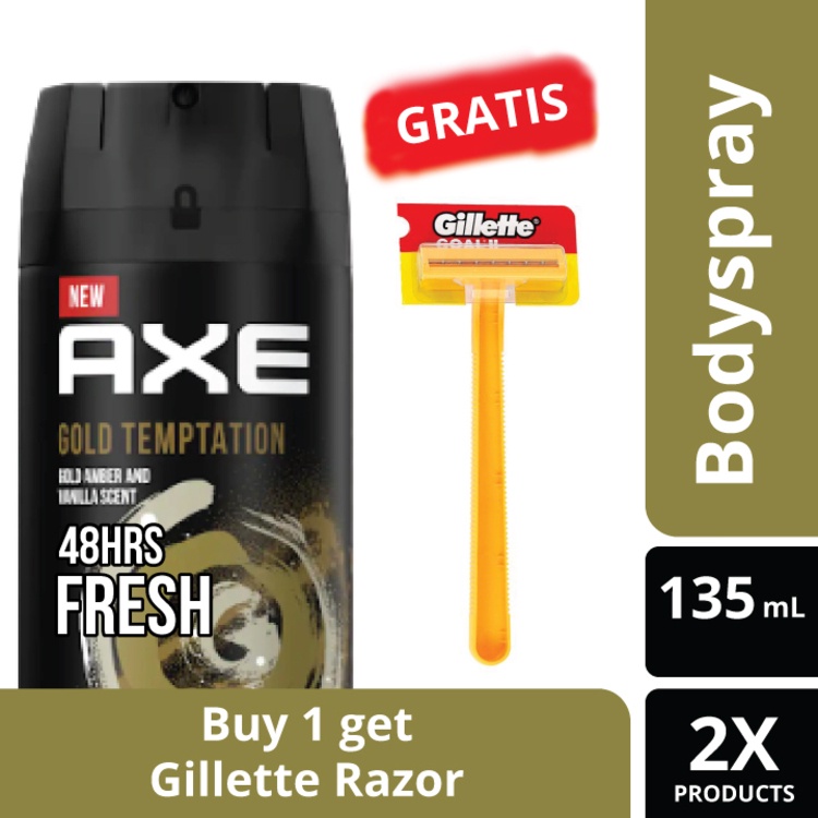 Jual Buy 1 AXE Gold Temptation 135ml FREE Razor | Shopee Indonesia