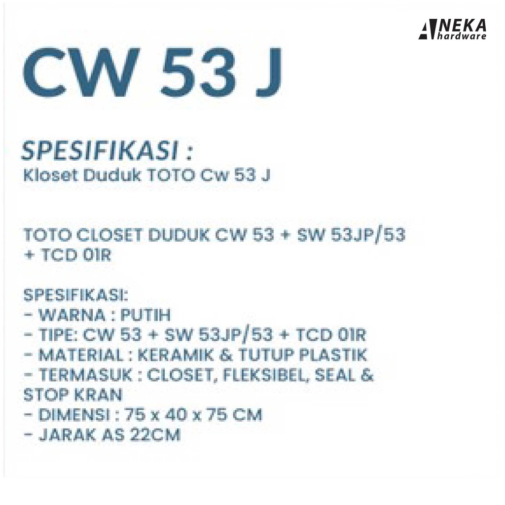 Jual Closet Duduk TOTO CW53J Single Flush / Kloset Toilet TOTO | Shopee ...