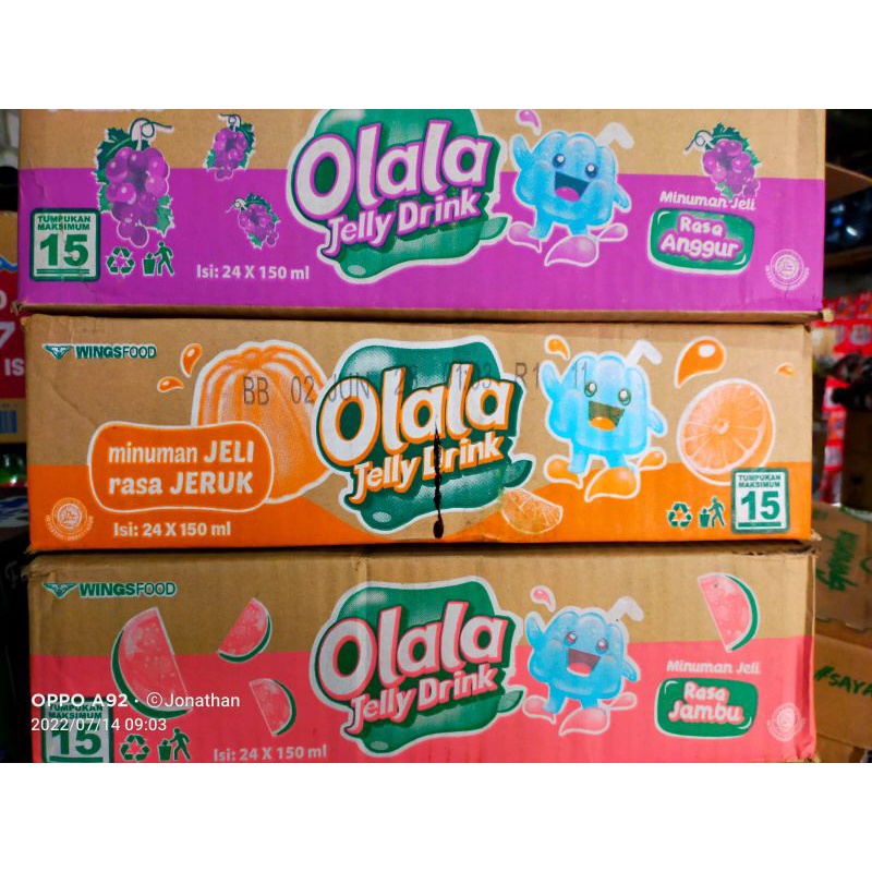Jual Olala Jelly Drink 150 ml Rasa Jambu Anggur Jeruk 1 Dus Isi 24 Cup ...