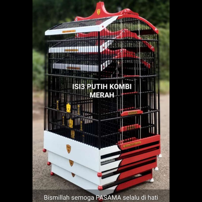Jual sangkar Werkudoro Pasama Indonesia putih kombinasi merah 35x40 ...