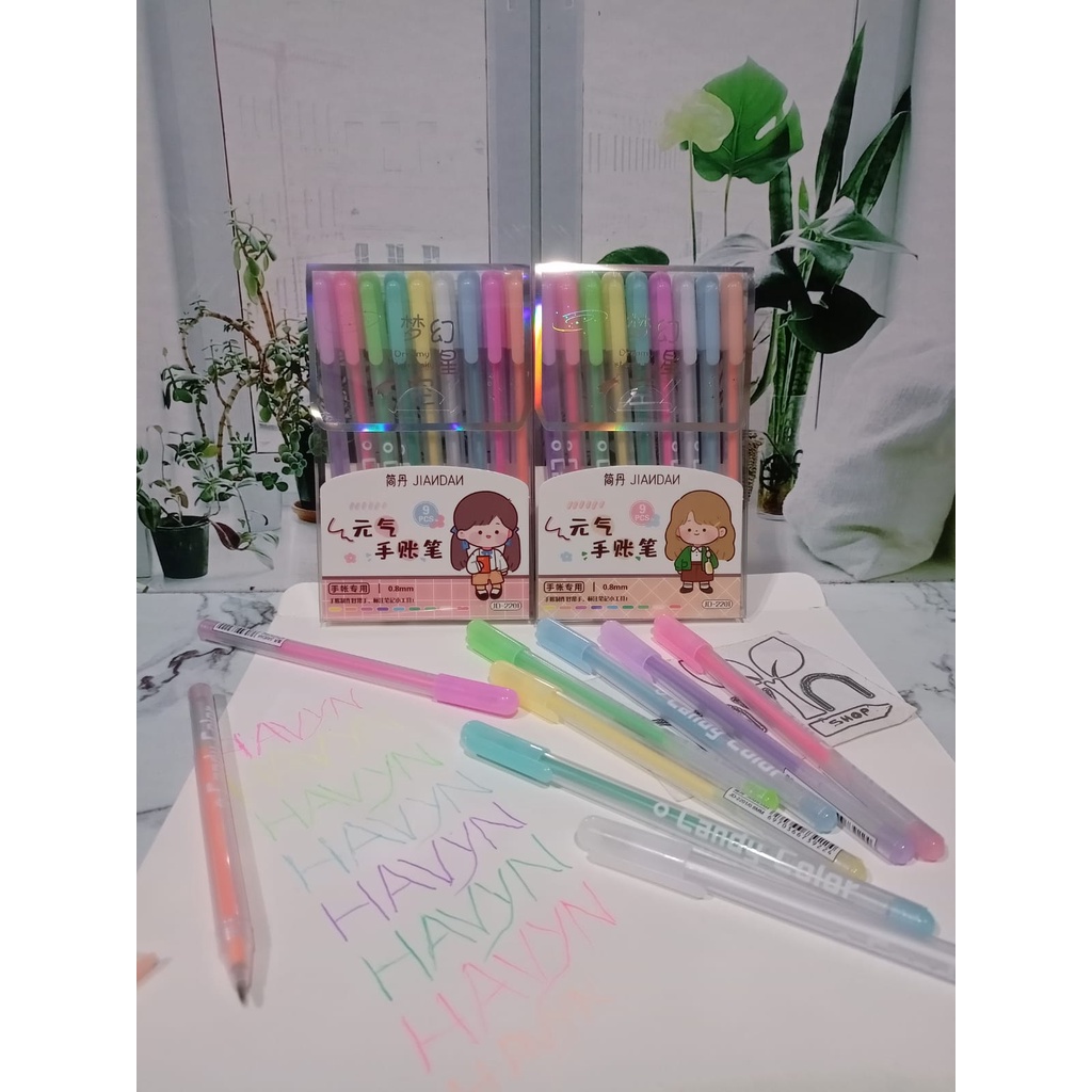 Jual PEN GEL 6 WARNA PASTEL CANDY JIANDAN / GEL PEN 6 WARNA / 9 WARNA ...