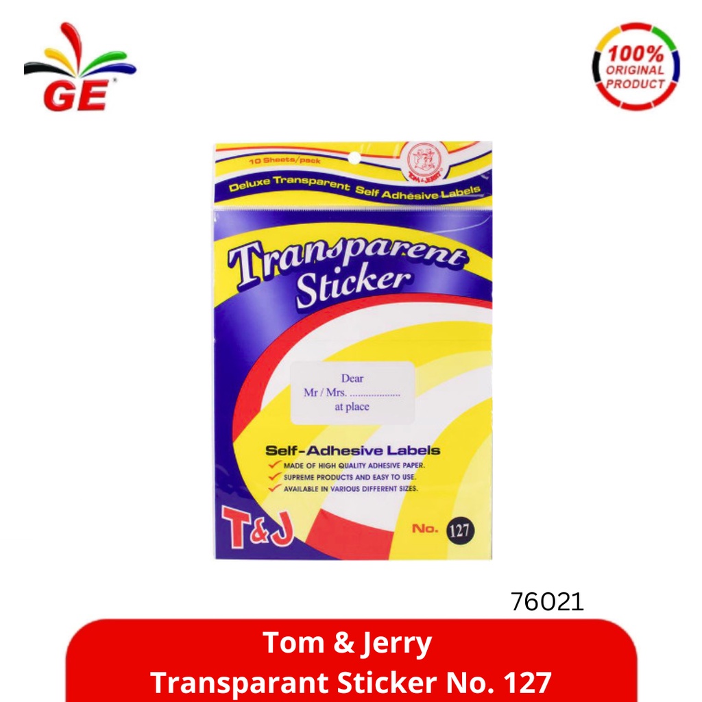 Jual Tom&Jerry - Transparant Sticker Tom & Jerry No. 127 76021 | Shopee ...