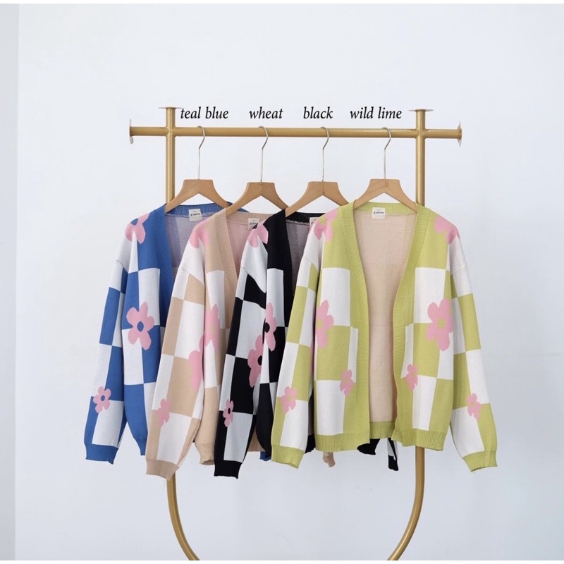 Jual AERA FLOWERS OUTER RAJUT OVERSIZE WANITA / Adeline Knitted Outer ...