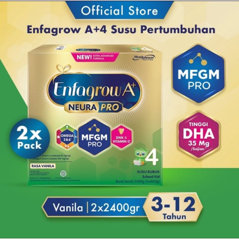 Jual Enfagrow A+4 Vanila 2X2400gr Susu anak 3-12 Tahun | Shopee Indonesia