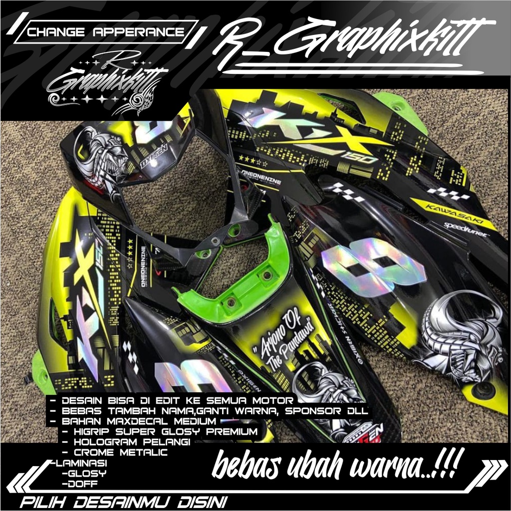 Jual 0618 sticker decal fullbody klx bf kombinasi bahan hologram pelangi | Shopee Indonesia
