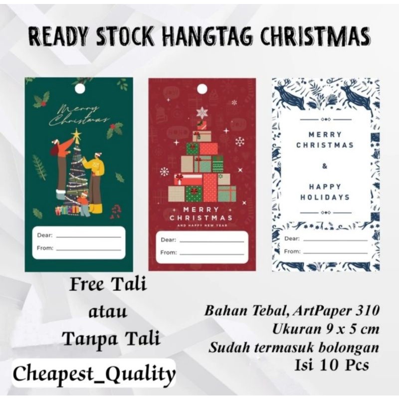 Jual Hang Tag Natal / Kartu Ucapan Natal Dear From Christmas - ISI 10 ...
