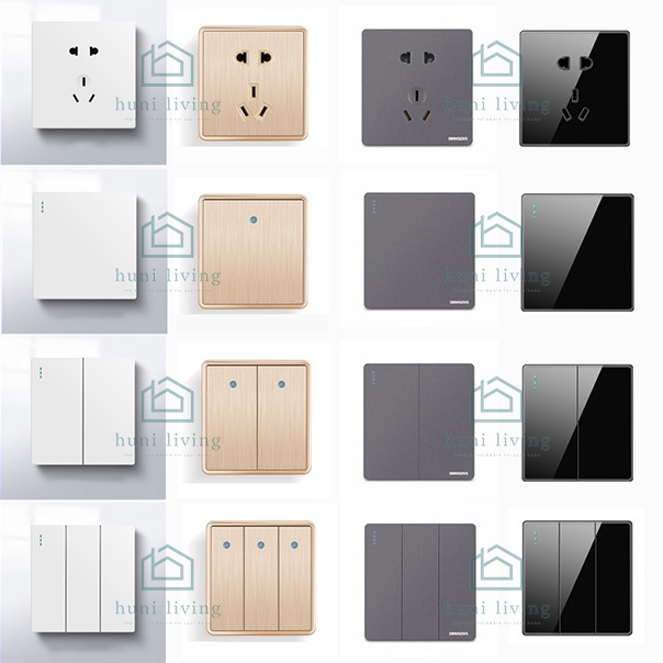 Jual Saklar / Sakelar Lampu Emas Gold/Grey/White/Black Brushed 1/2/3 ...