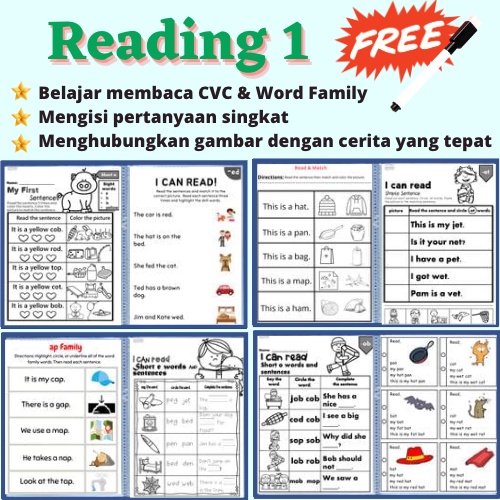 Jual Buku Belajar Membaca Bahasa Inggris 3kata CVC Word Aktivitas ...