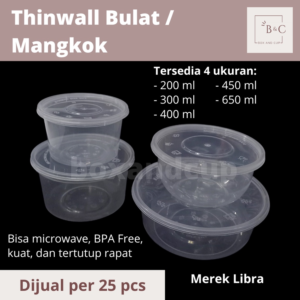 Jual Kotak Makan Plastik Thinwall Bulat / Mangkok / Bowl / Round 300ml, 400ml, 450ml, 650ml ...