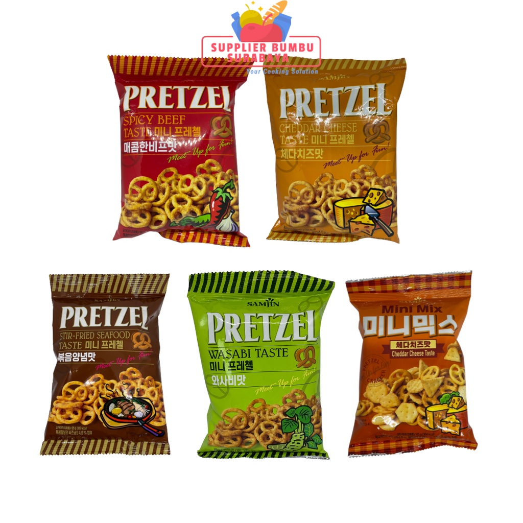 Jual SAMJIN - Snack Pretzel Korea Rasa Cheddar Cheese / Spicy Beef ...