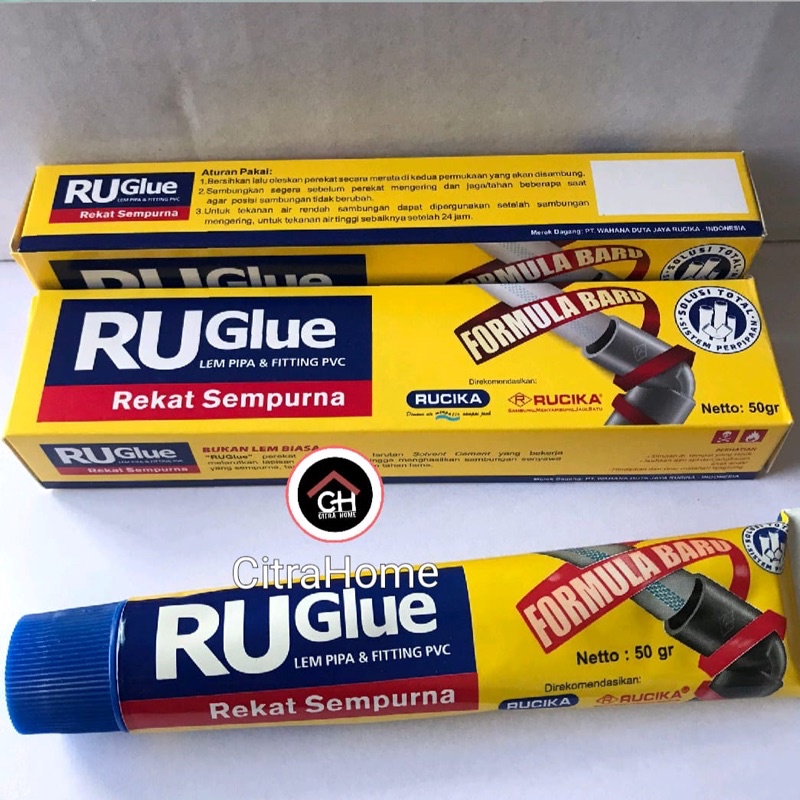 Jual Lem Pipa & Fitting PVC 50gr Tube RUGlue | Shopee Indonesia