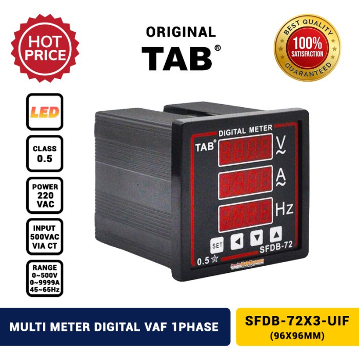 Jual Multi Meter Digital 1 Phase 72 x 72 Lengkap Volt, Ampere, HZ Meter ...