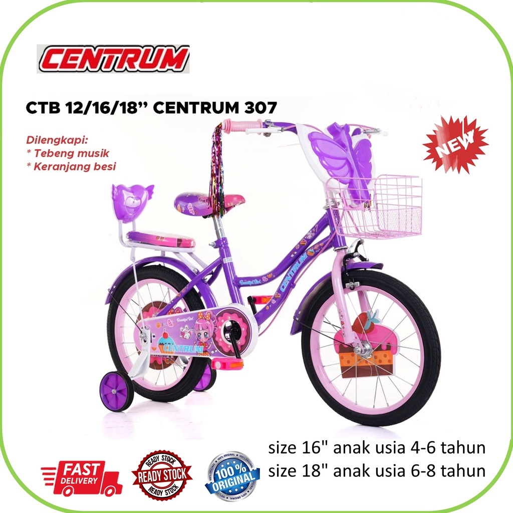 Jual Sepeda Anak Cewek Mini Centrum 307 Ukuran 12 ,16 Inch & 18 Inch ...