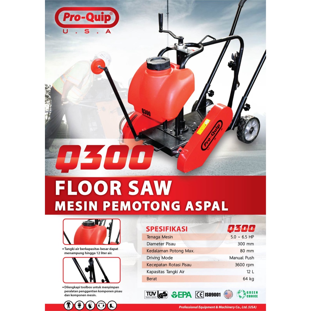Jual Mesin Pemotong Aspal Beton PROQUIP Q300 / Aspal Floor Saw Cutter ...