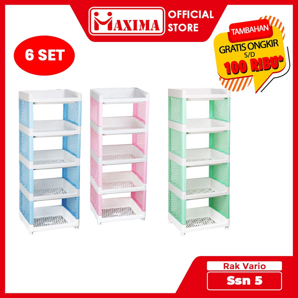 Jual (6SET) - Rak Vario Susun 5 - Rak 5 Susun - Rak Plastik Multifungsi ...
