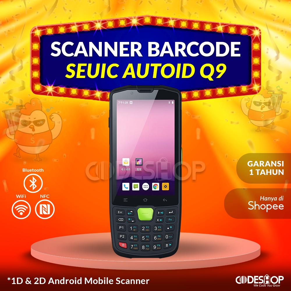 Jual Mobile Barcode Scanner SEUIC AUTOID Q9 PDT Android 1D 2D PDA Wifi NFC | Shopee Indonesia