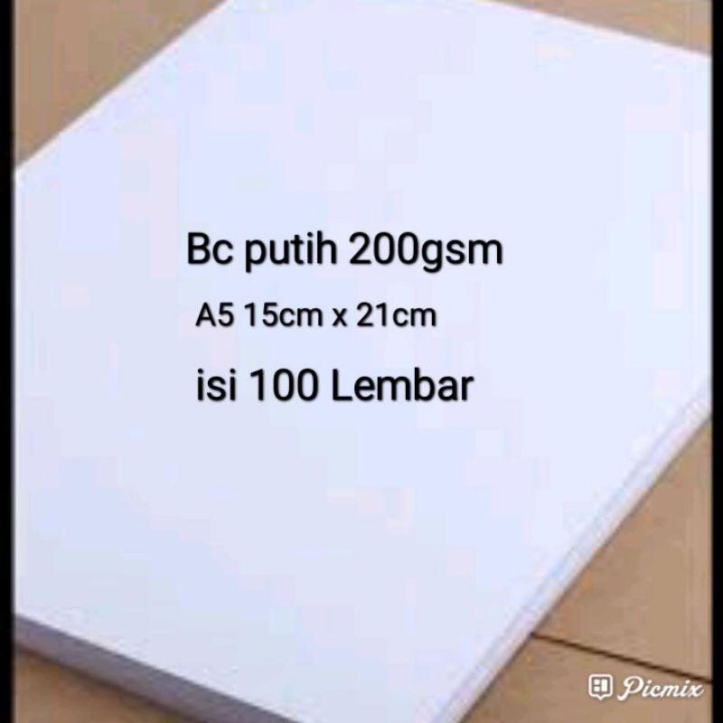 Jual Kertas Bc Tik Putih 200gsm A5 isi 100 Lembar | Shopee Indonesia