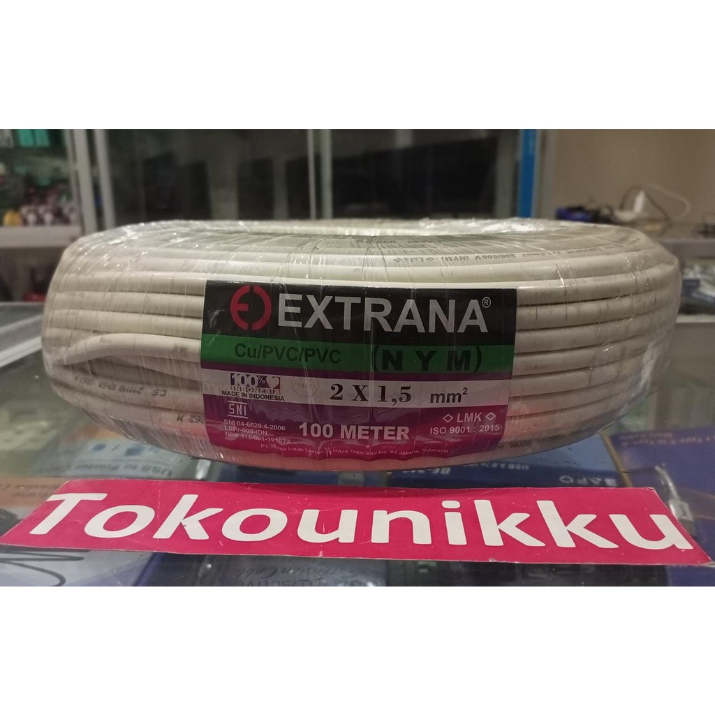 Jual KABEL LISTRIK NYM EXTRANA 2X1,5MM PANJANG 100M | Shopee Indonesia