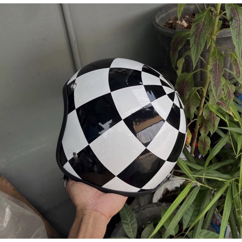 Jual Slimhead 500TX Checkerboard Series - Helmet Custom chopper bobber ...