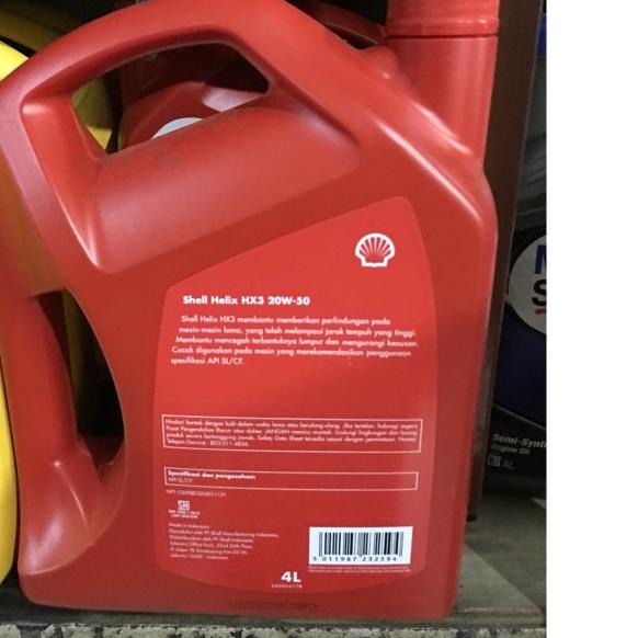 Jual Oli mesin Shell Helix HX3 20W-50 KEMASAN 4 Liter | Shopee Indonesia