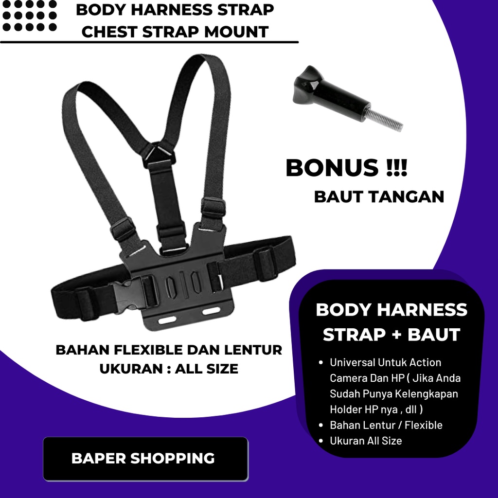 Jual Body Chest Strap Harness Action Camera Gopro / Yicam / Yi Cam ...