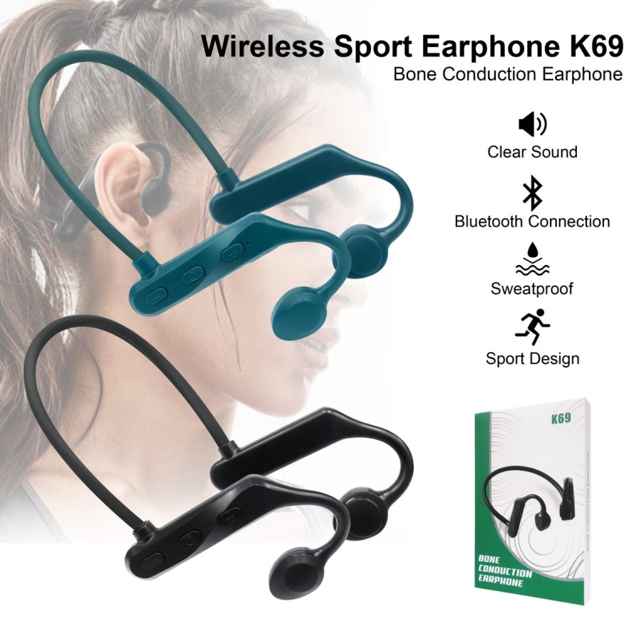 Jual JH ACC HEADSET BLUETOOTH BONE K69 WIRELESS SPORT EARPHONE K-69 | Shopee Indonesia