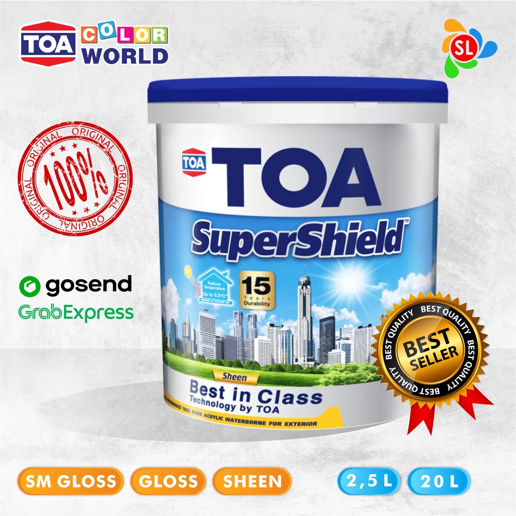 Jual Cat Tembok Exterior Toa Supershield 20L Semi Gloss/Gloss/Sheen ...