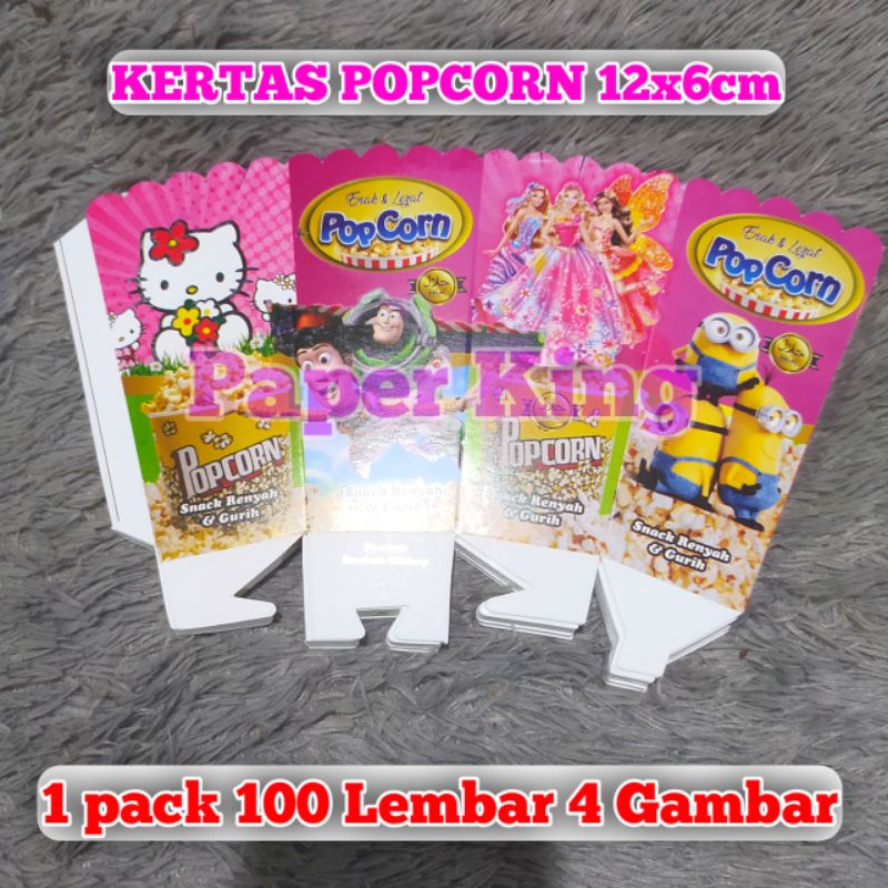 Jual kertas popcorn 12x6cm foil perak 1 pack 4 gambar kemasan popcorn ...