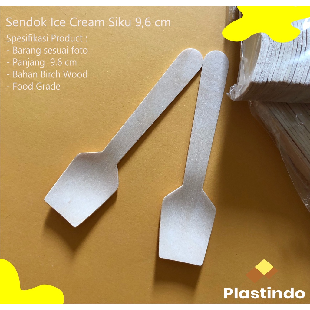 Jual Sendok ES KRIM Kayu Bentuk SIKU 9,6 cm isi 25 pcs | Sendok Dessert ...