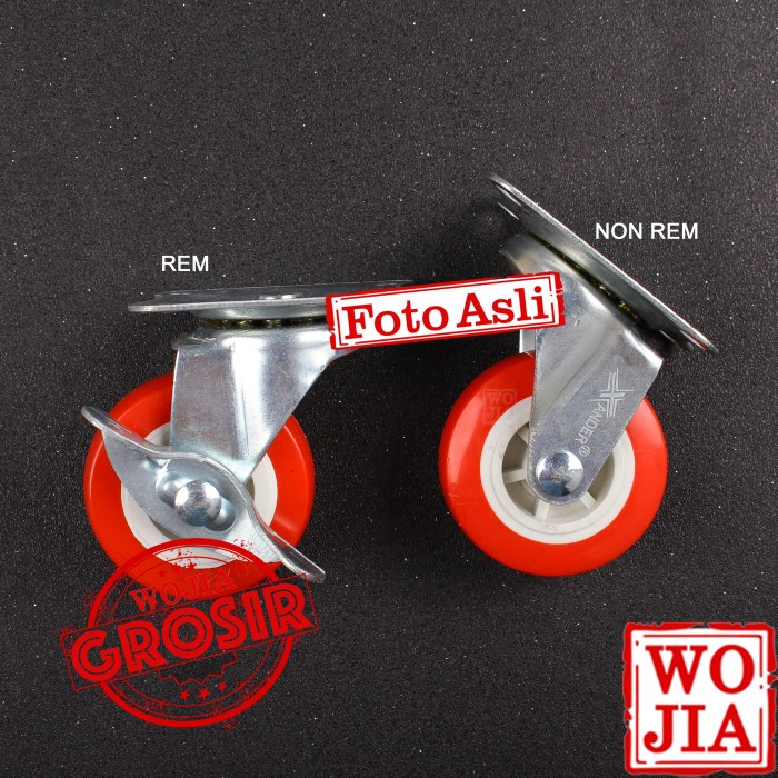 Jual Roda Roda Caster Nylon Merah 2 Inch Hidup Rem Kastor Troli Etalase ...