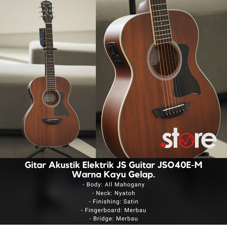 Jual Gitar Akustik Elektrik JS Guitar JSO40E-M Warna Kayu Gelap Free ...