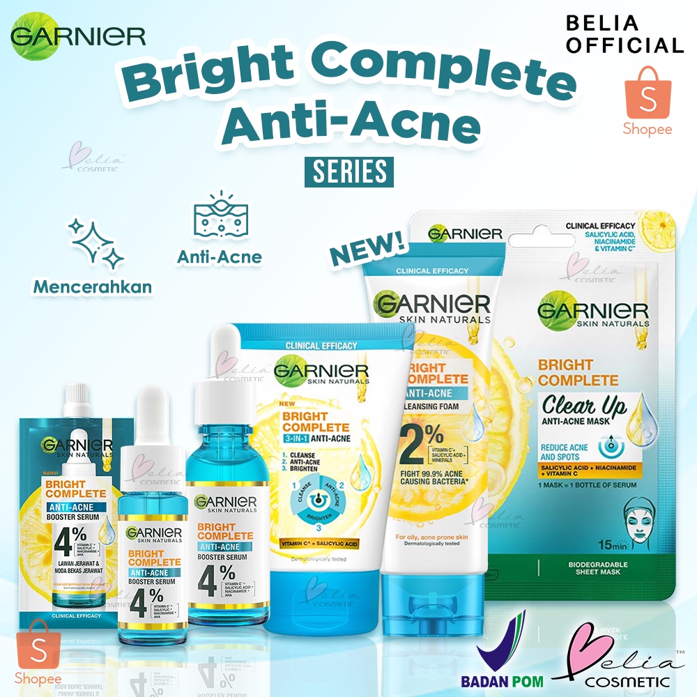 Jual BELIA Garnier Bright Complete Anti Acne Series | Clear Up | Serum ...