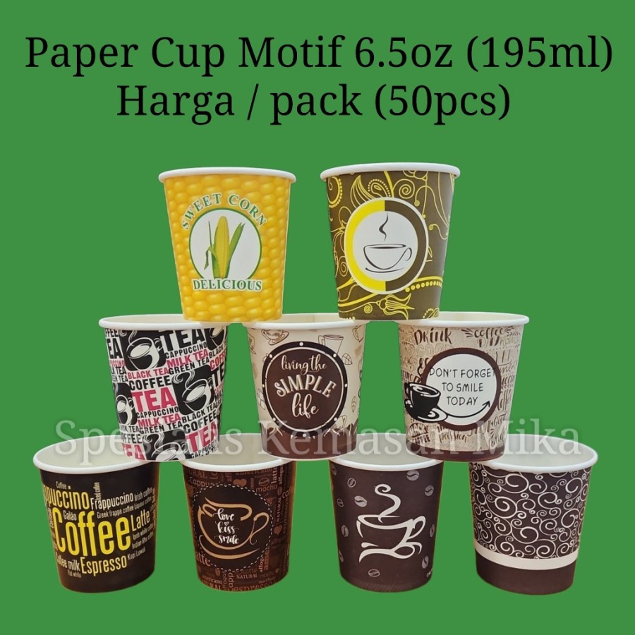 Jual [50 Pcs] Hot Paper Cup 6 5 Oz Motif Full Print 195ml Gelas