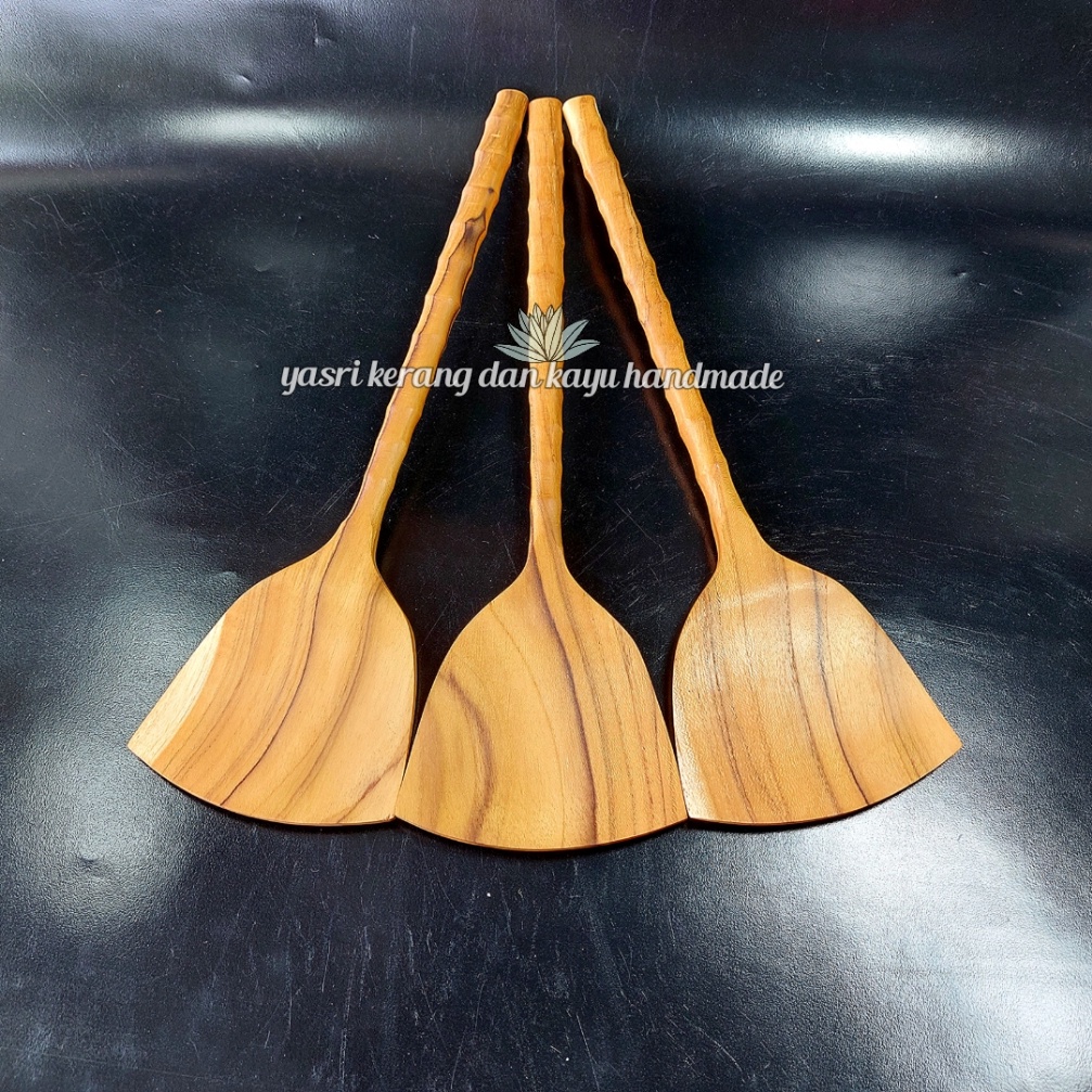 Jual Spatula kayu jati panjang 35 cm - Sutil kayu kipas | Shopee Indonesia