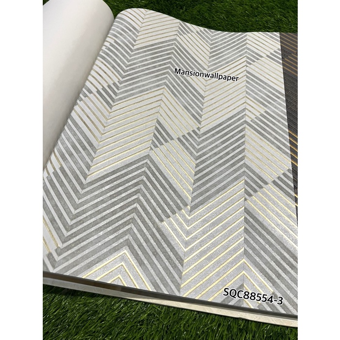 Jual Wallpaper Dinding Korea Modern Mozaik Zig Zag Abu Grey Silver 15M ...