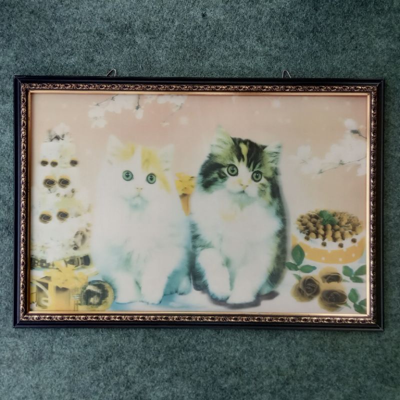 Jual Poster Kucing Couple Full Bingkai Kaca Handmade Hiasan Dinding ...