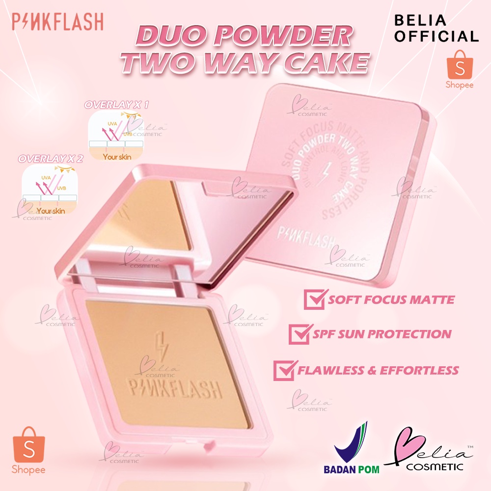Jual BELIA PINKFLASH Duo Powder Two Way Cake | Duo Effect Pressed ...