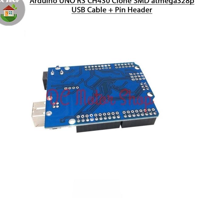 Jual Arduino UNO R3 CH430 Clone SMD atmega328p + USB Cable + Pin Header ...