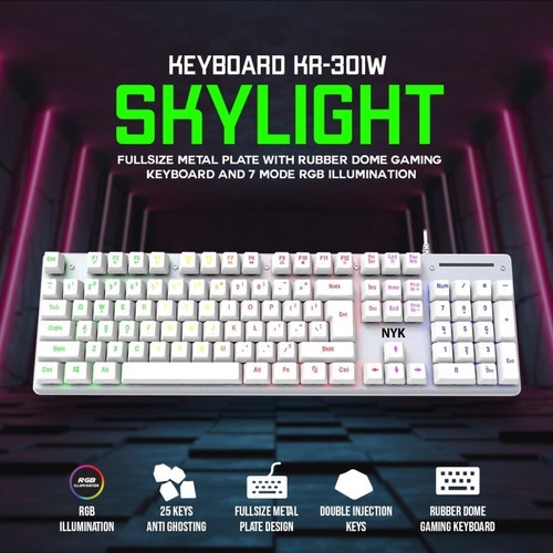 Jual NYK Nemesis SKYLIGHT RGB KR-301W / KR301W - Gaming Keyboard ...