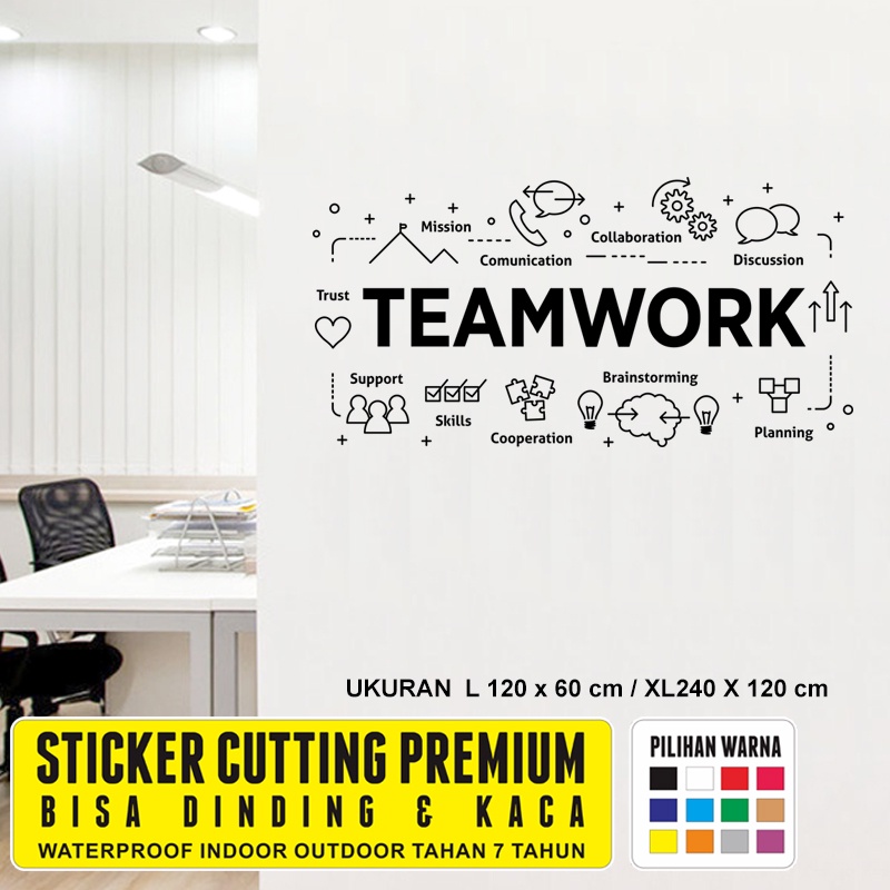 Jual Stiker Dinding Kantor Motivasi Kerja Team Work Cutting Sticker ...