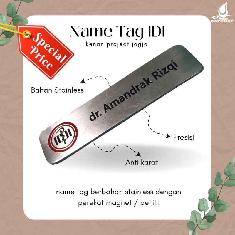 Jual Name Tag Dokter / Name Tag IDI / Nama Dada / Name Tag / Papan Nama ...