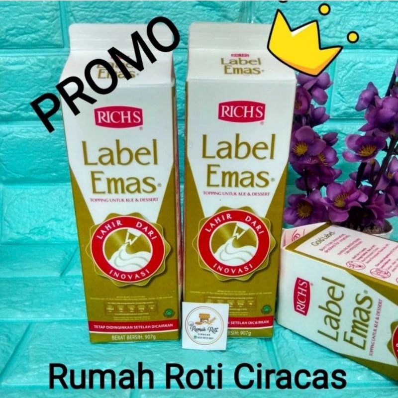 Jual RICHS GOLD LABEL TOPPING EMAS NON DIARY CREAM WHIPPING KRIM CAKE ...