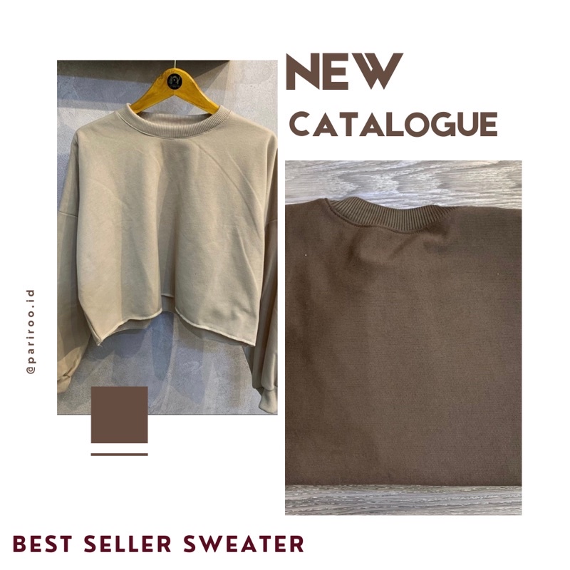 Jual PARIROO SWEATER AIME WARNA CREAM POLOS WANITA TERBARU 2023 KOREAN ...