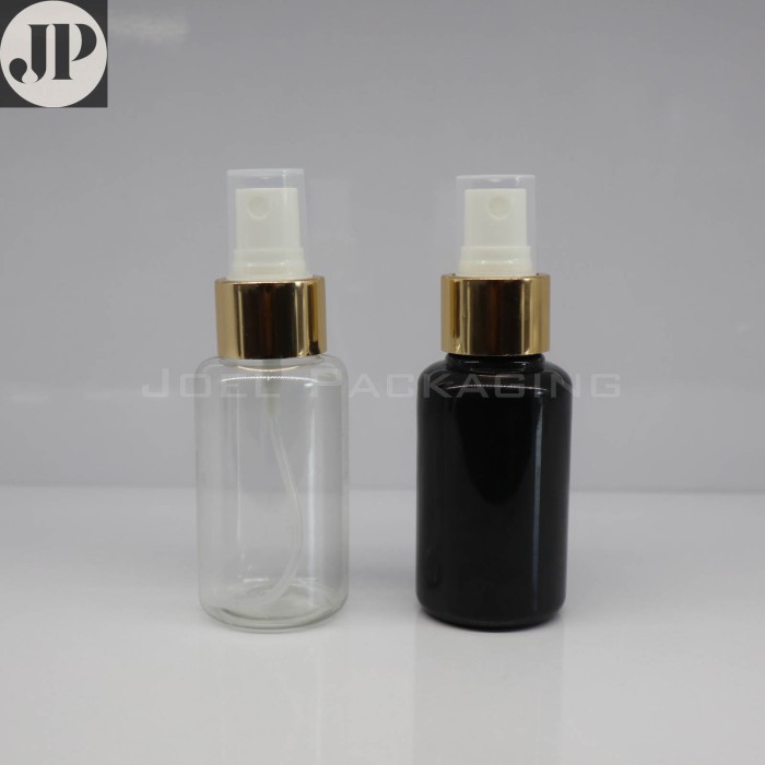 Jual BOTOL TUBULAR 60ML SPRAY GOLD HALF CAP 70ML 60 ML HITAM BENING ...